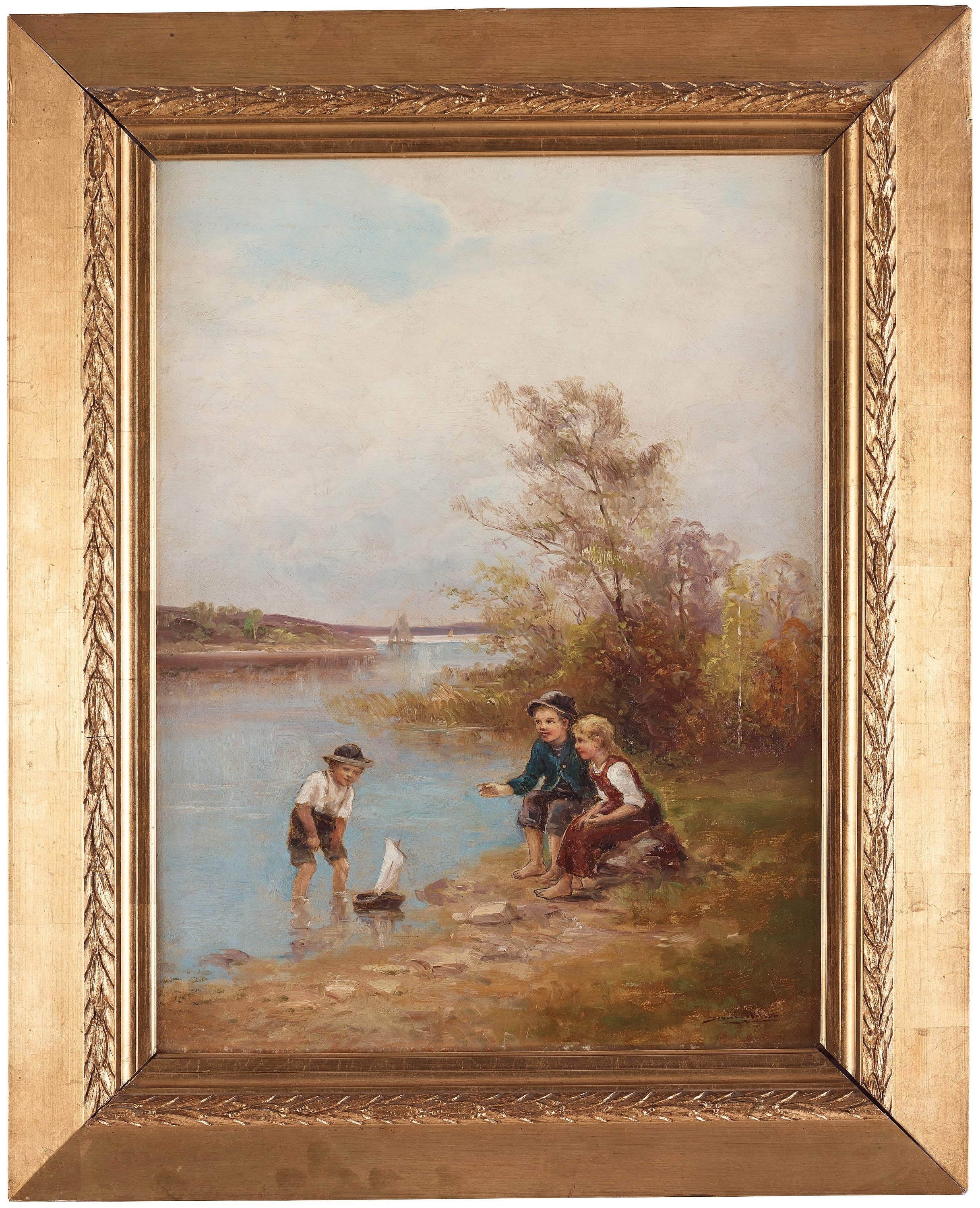 Johan Severin Nilson | Children playing by the water | MutualArt