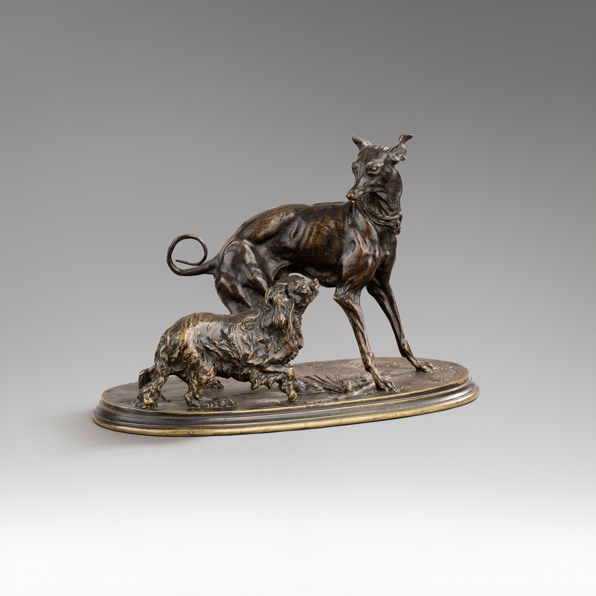 Pierre-Jules Mene | A Greyhound and King Charles & Two Dogs with a Ball ...