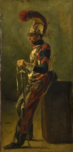 Hippolyte Bellange | Portrait of a cuirassier on horseback | MutualArt