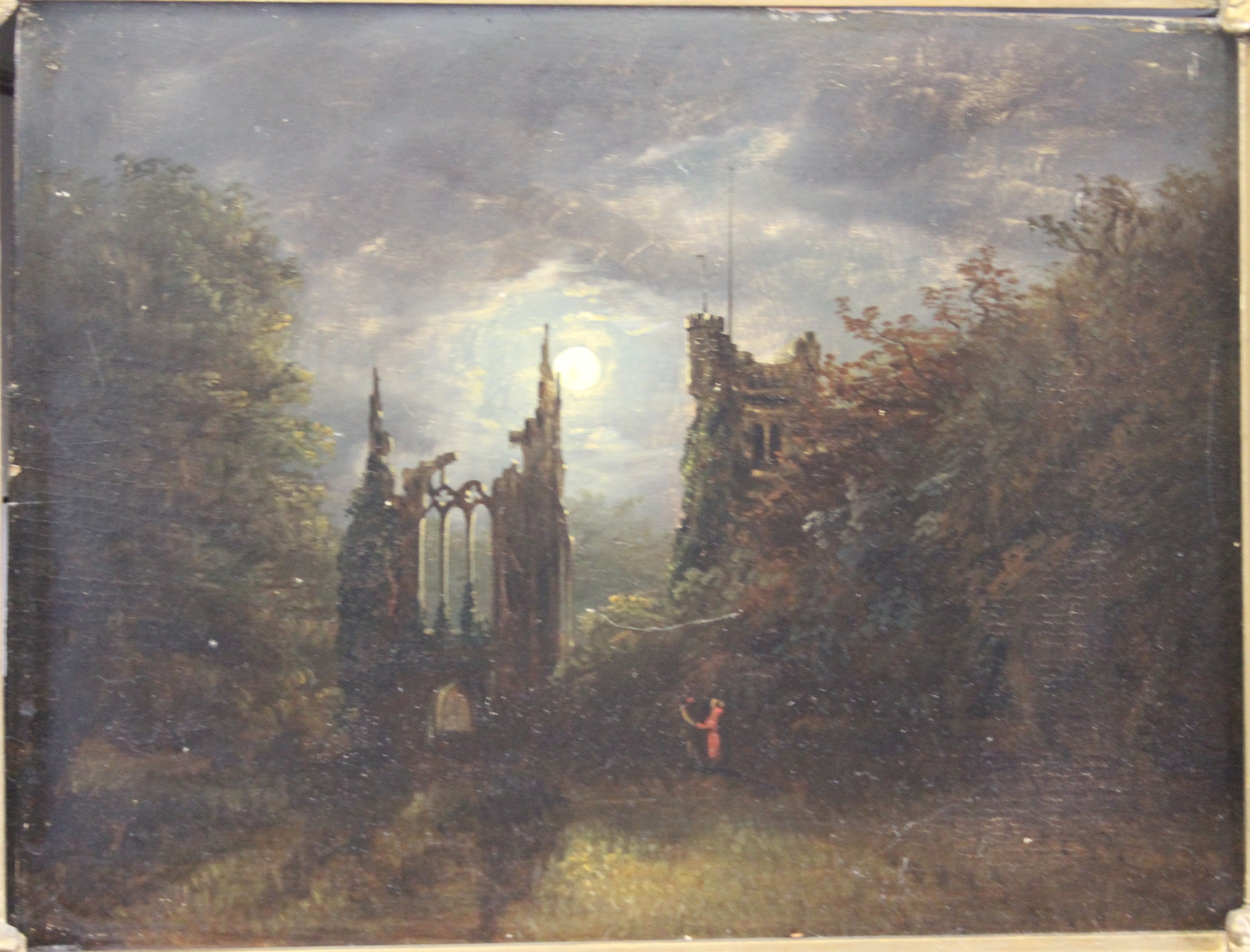Sebastian Pether | - Figures by church ruins in moonlight | MutualArt