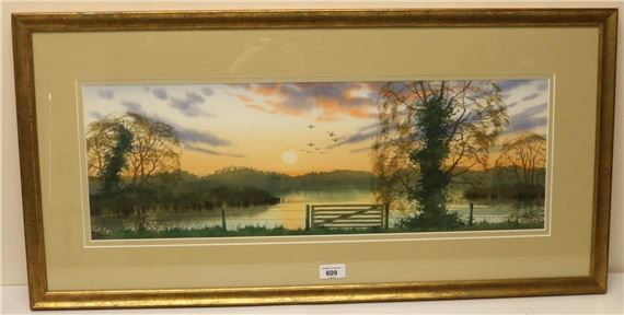 Douglas Haddow | Lake scene at Sunset, | MutualArt