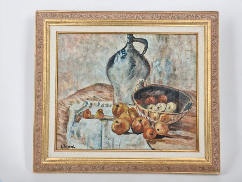 Louis Thévenet | Still life with stoneware jug and fruit | MutualArt