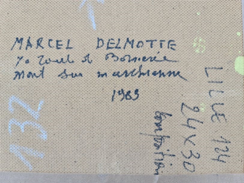 Marcel Delmotte | Ladies at the foot of a surrealist landscape | MutualArt