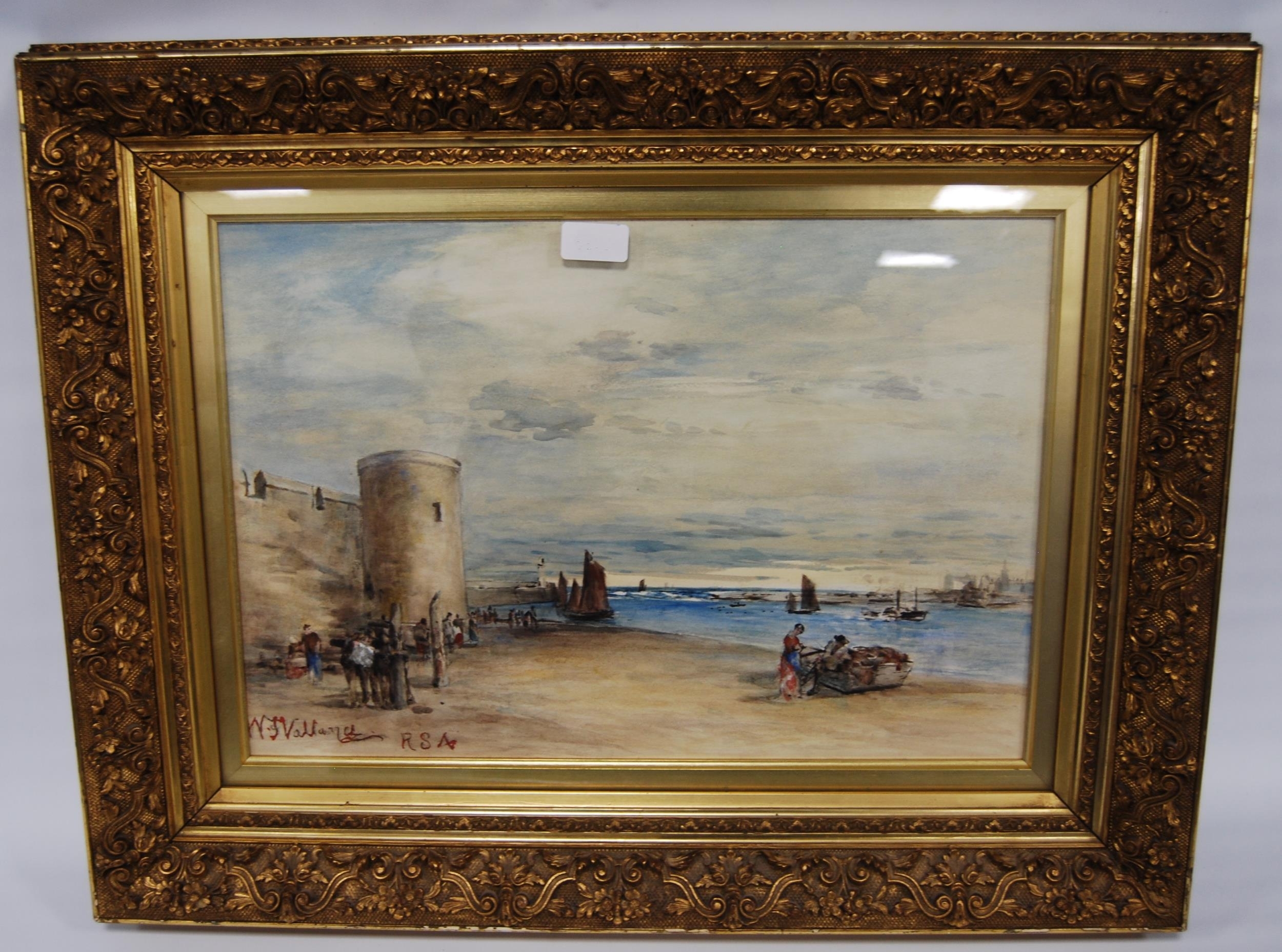 William Fleming Vallance | Beach scene with figures and a castle to the foreground (1827 ...