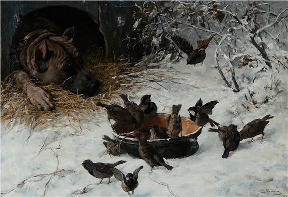 Elisabeth Sinding | Hund med fugler (1884) | MutualArt