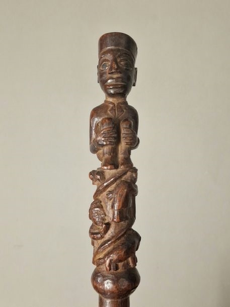 African School | Ceremonial stick with figures and animals | MutualArt