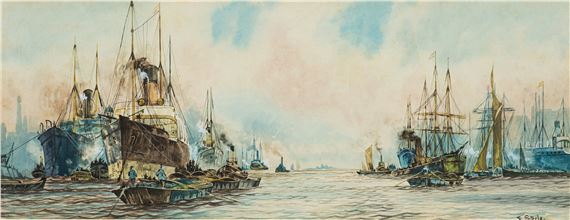 Edwin Steele | Shipping scenes with steam boats and sailing vessels ...