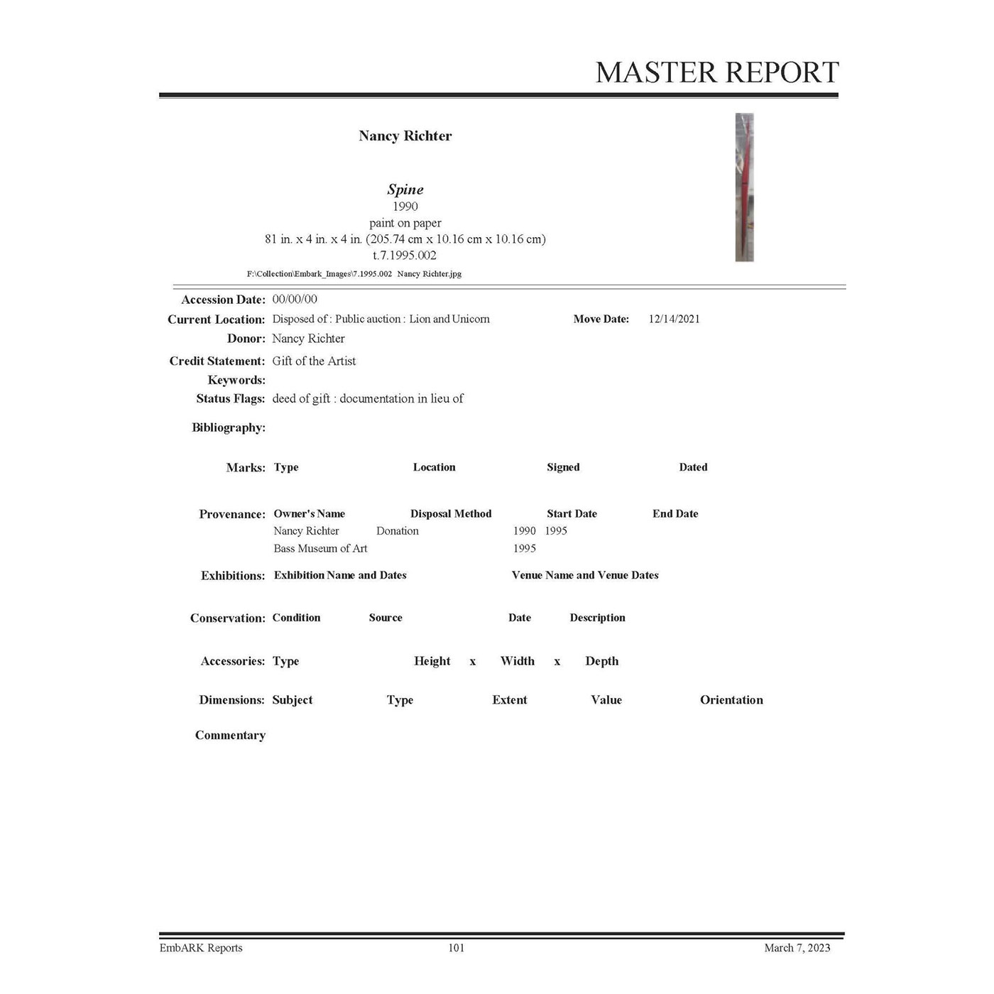 Nancy Richter | Spine (1990) | MutualArt