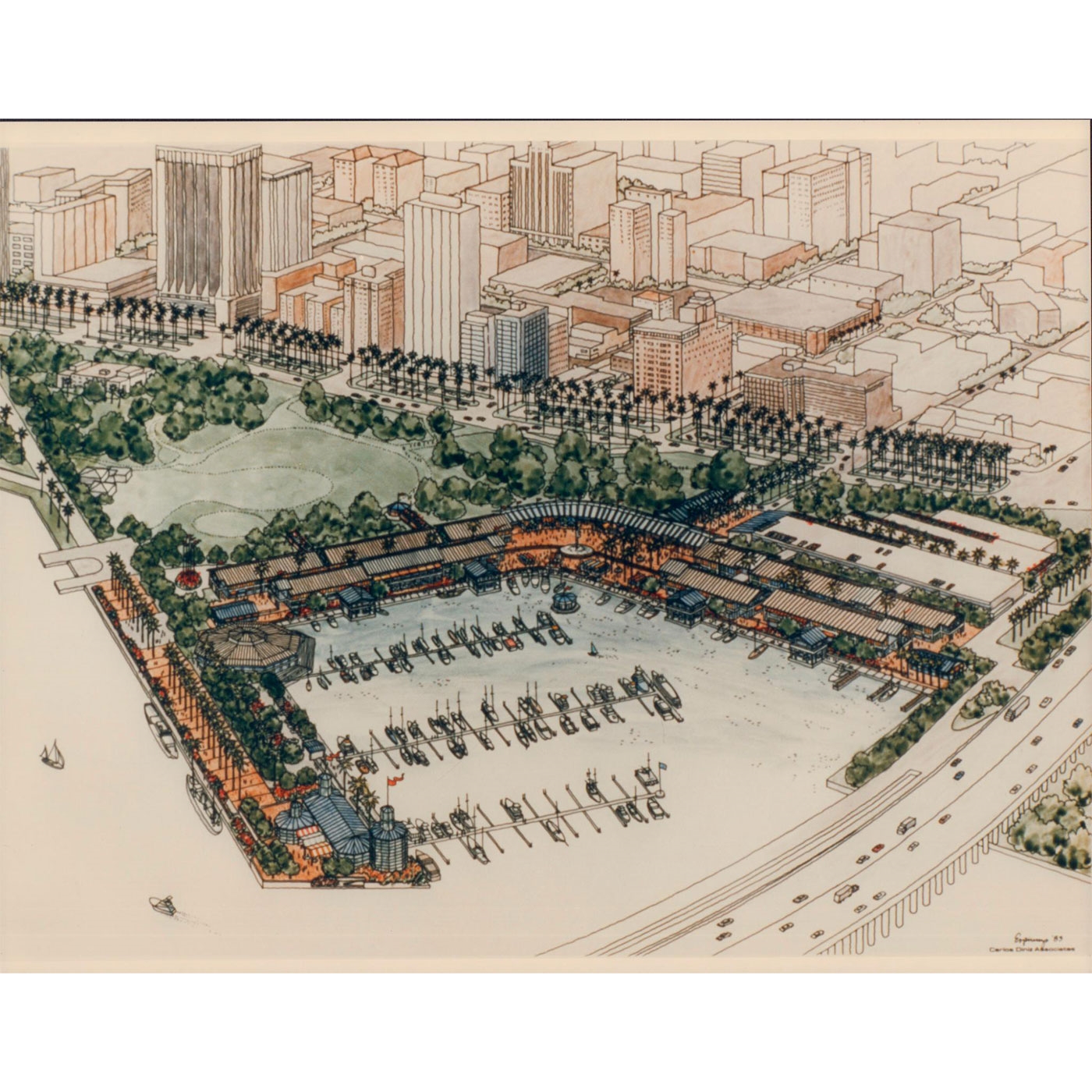 Benjamin Thompson | Architectural rendering sketch of Miami, Florida ...