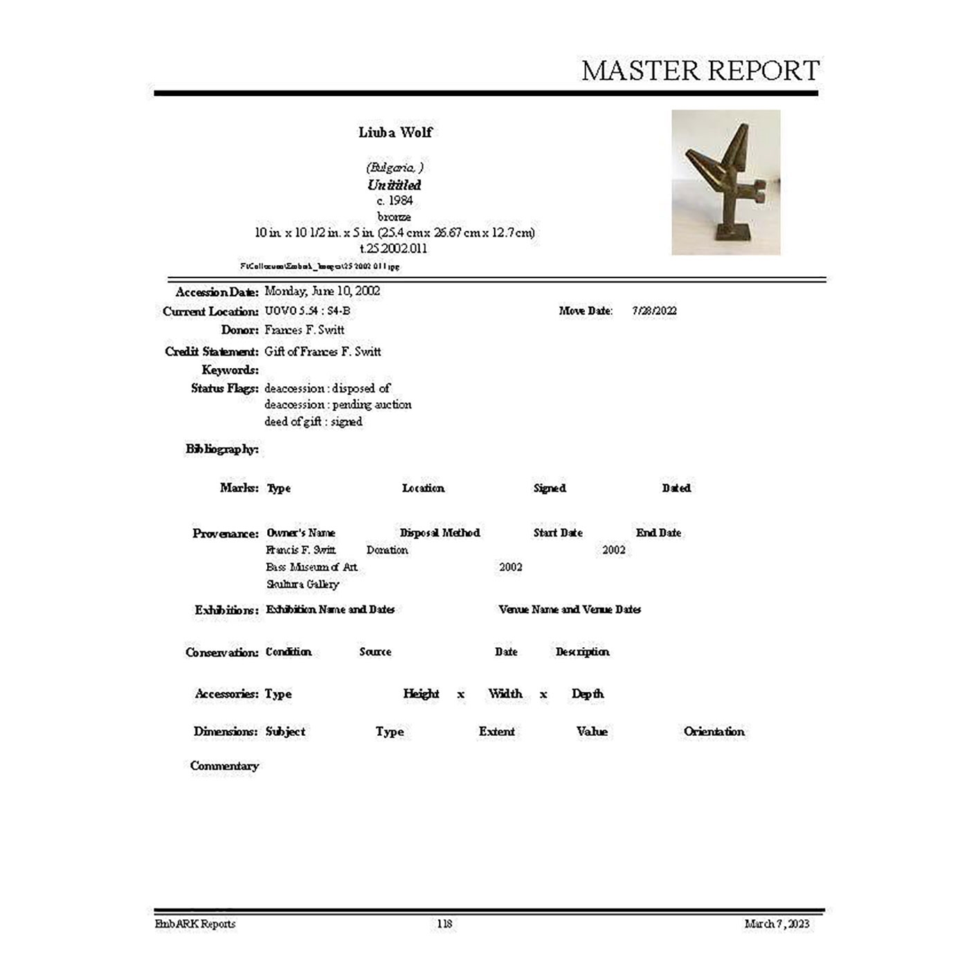 Liuba Wolf | Abstract Tabletop sculpture (1984) | MutualArt