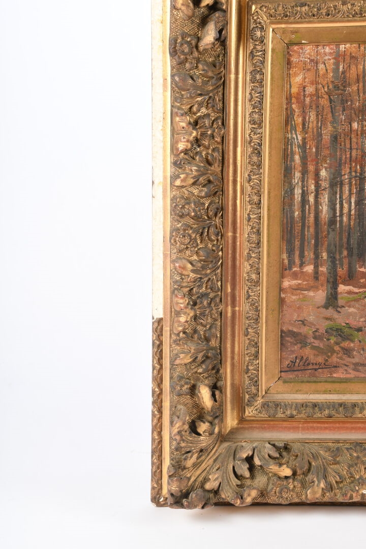 Auguste Allonge | Chasseur et son chien en sous bois. | MutualArt