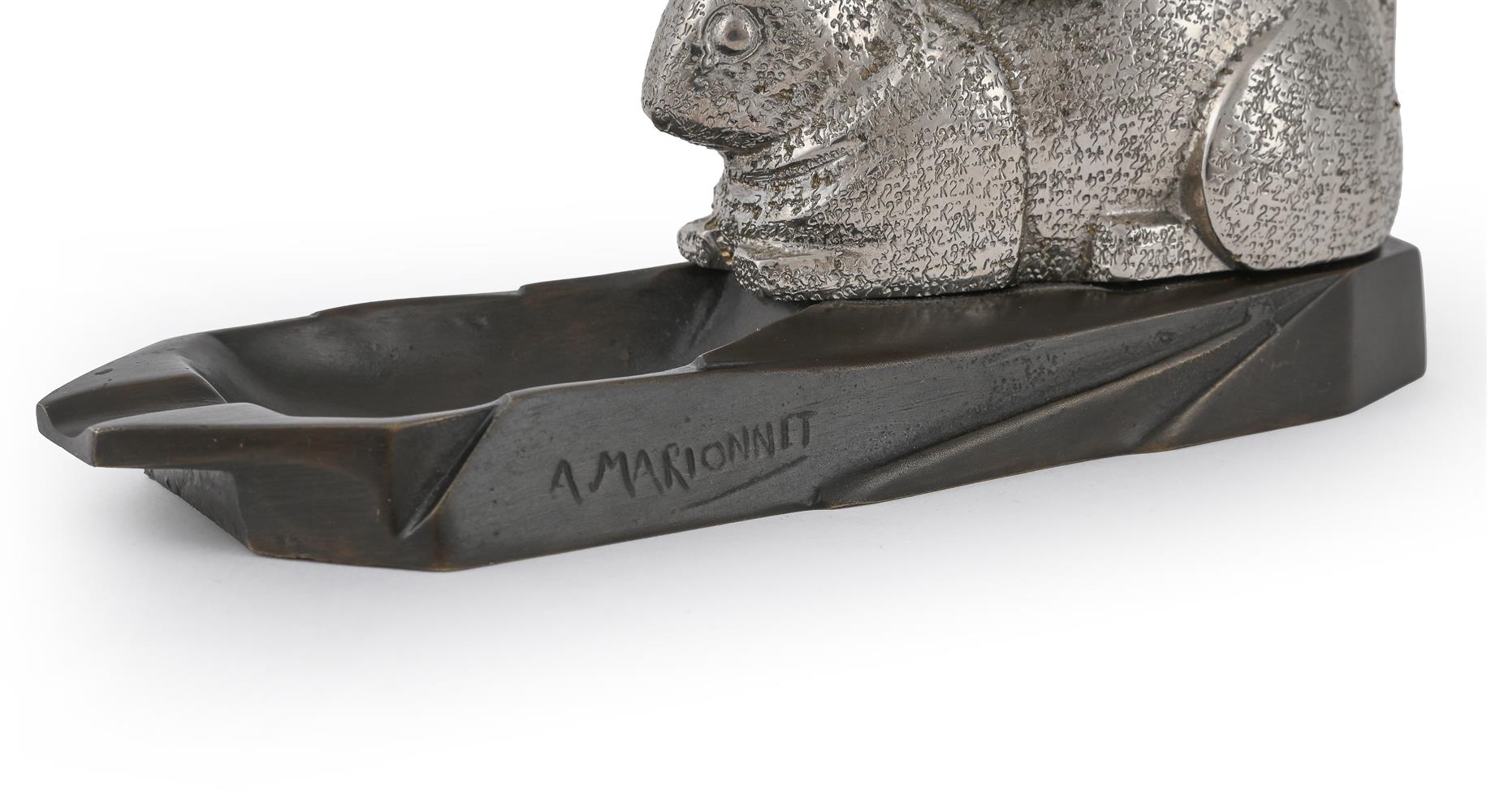 Albert Marionnet | A BRONZE ASHTRAY WITH CHROMED MODEL OF A RABBIT ...