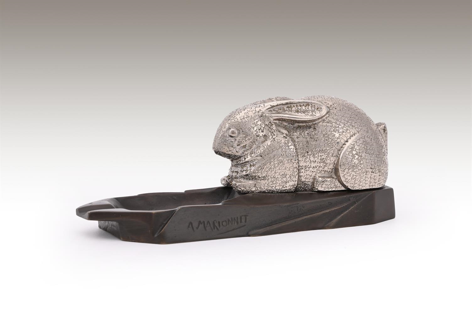 Albert Marionnet | A BRONZE ASHTRAY WITH CHROMED MODEL OF A RABBIT ...