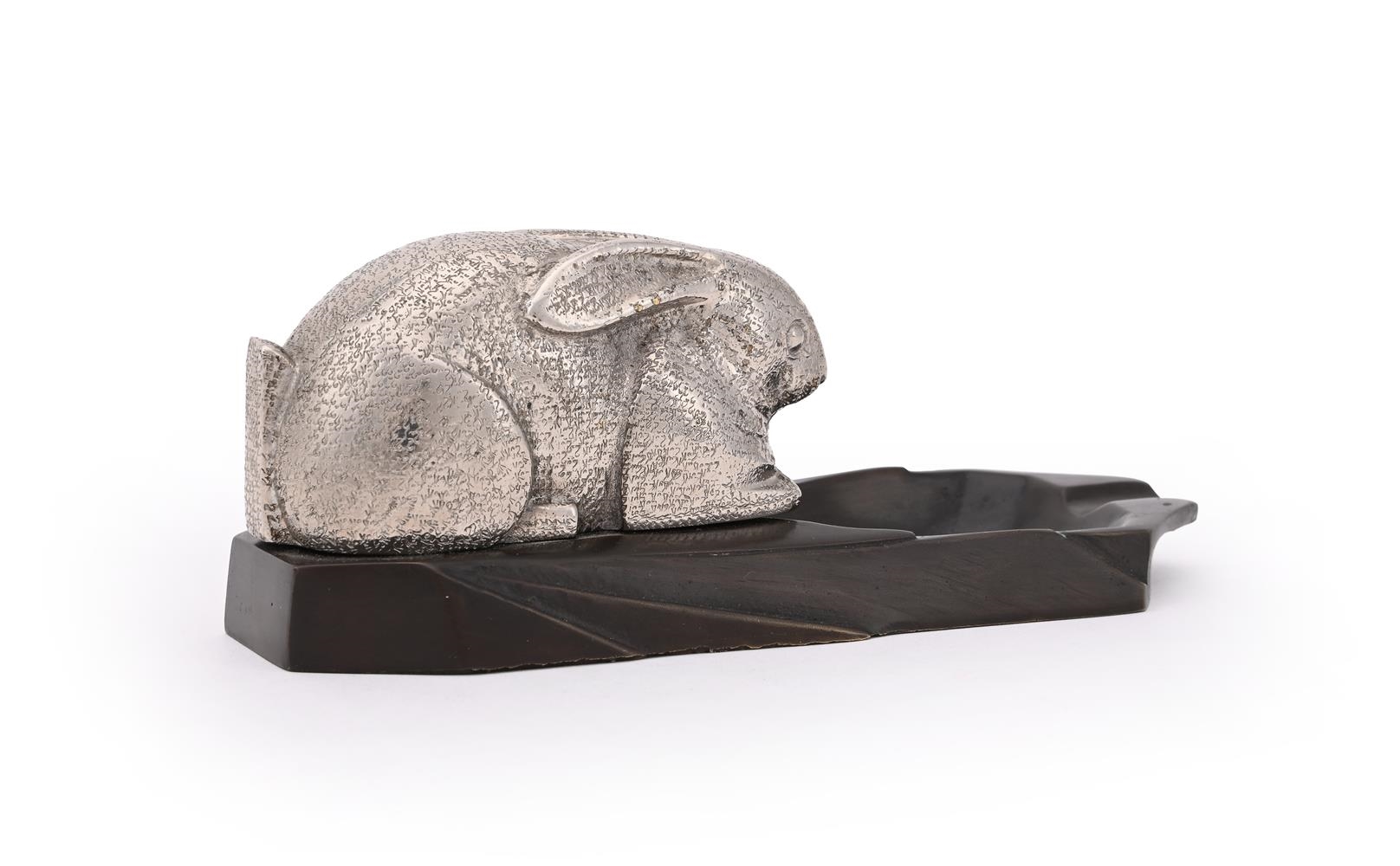 Albert Marionnet | A BRONZE ASHTRAY WITH CHROMED MODEL OF A RABBIT ...
