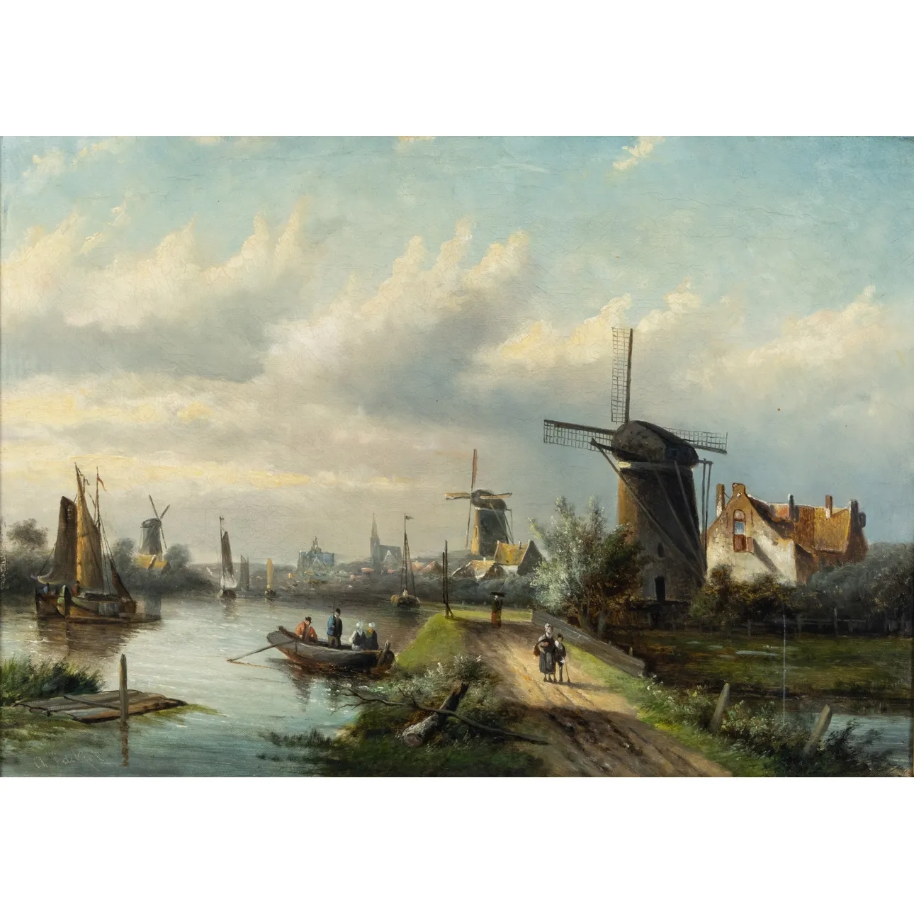 Jacob Jan Coenraad Spohler | Zomers landschap met molen aan kanaal ...