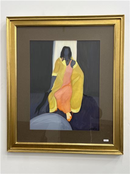 Luc Perot | Portrait de jeune femme au chat | MutualArt