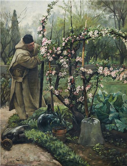 Carl Gustaf Hellqvist | Munk i blomstrande klosterträdgård (1884 ...