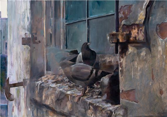 Yigal Ozeri | Pigeons on a Ledge (2004) | MutualArt