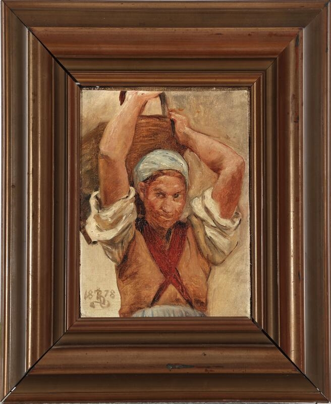 Kristian Zahrtmann | A young woman carrying a basket (1878) | MutualArt
