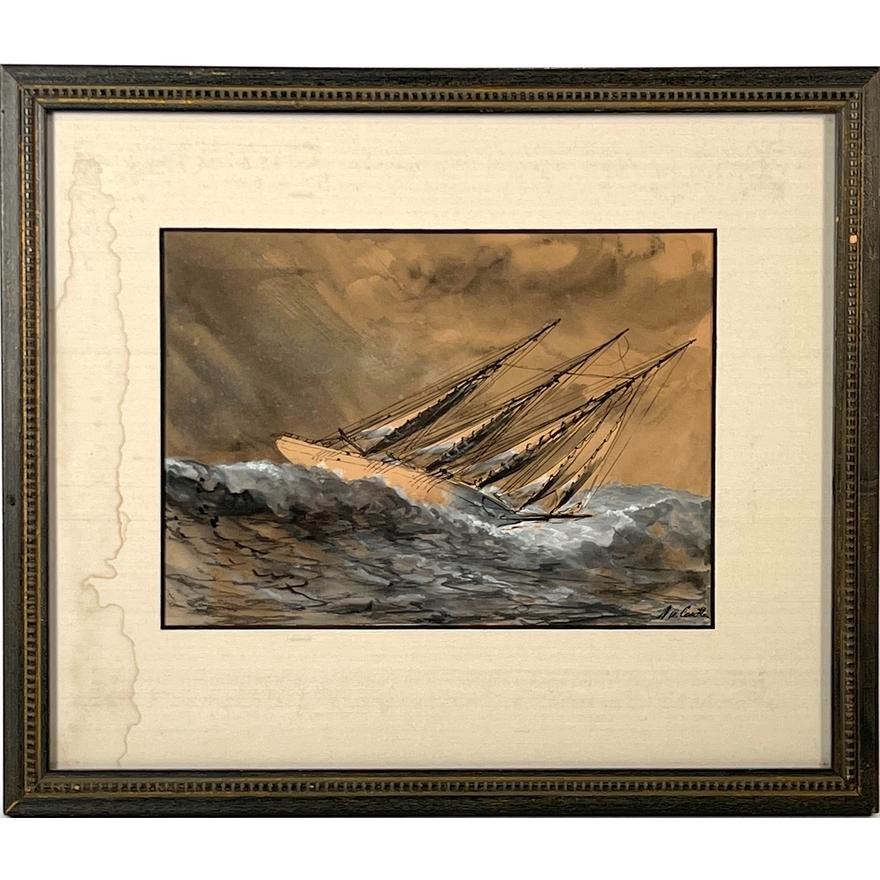 William Alexander Coulter | SAILBOAT IN HEAVY SEAS | MutualArt