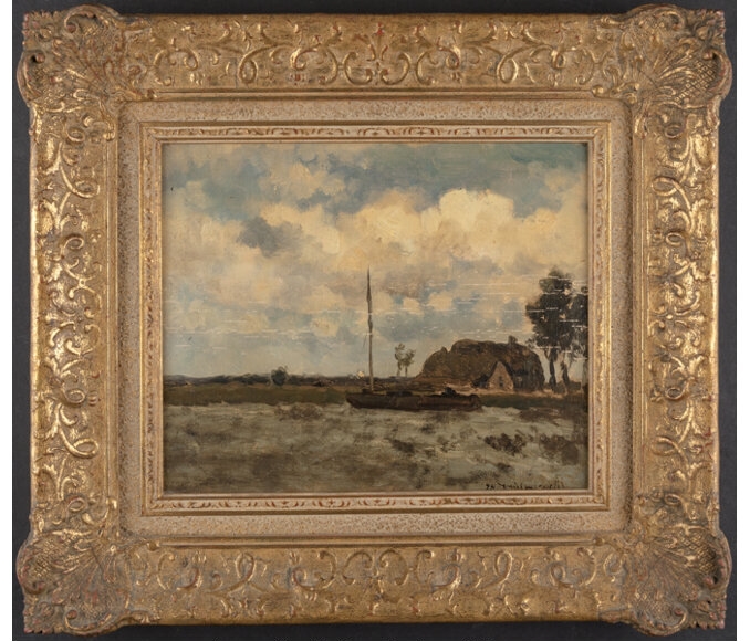 Johan Hendrik Weissenbruch | Landscape with farmhouse on a canal ...