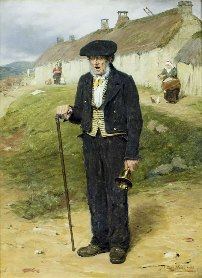 John Watson Nicol | Old Man with Bell (1882) | MutualArt