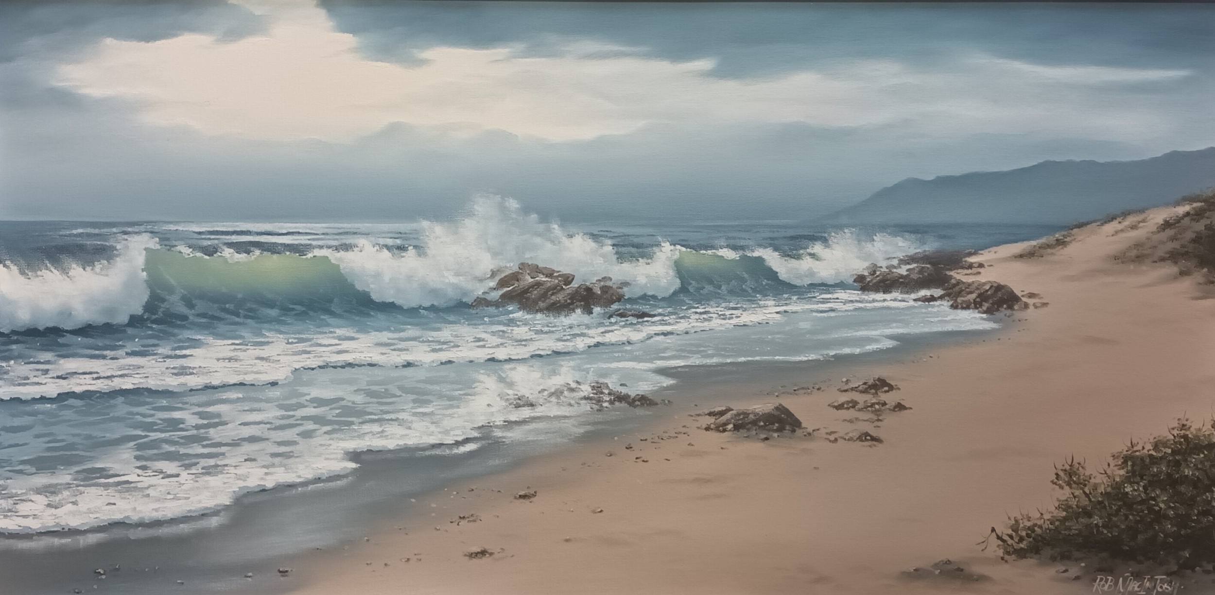 Robert Macintosh | Beach scape with breaking waves (1980) | MutualArt
