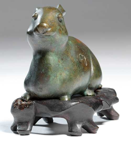 Japanese School, 19th Century | A BRONZE MODEL OF A RECUMBENT RABBIT ...