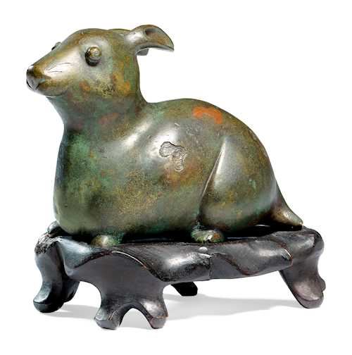 Japanese School, 19th Century | A BRONZE MODEL OF A RECUMBENT RABBIT ...