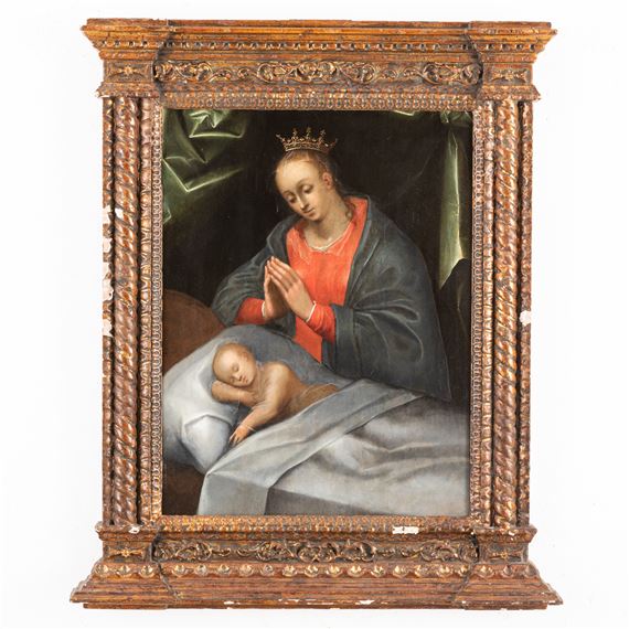 Flemish School, 16th Century | Madonna con il Bambino addormentato | MutualArt