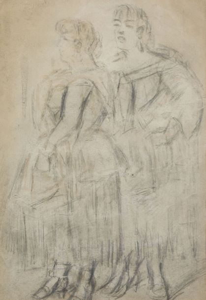 Constantin Guys | Portrait of Two Standing Women | MutualArt