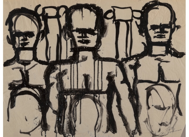 Lester Johnson | Three Men in Columns | MutualArt