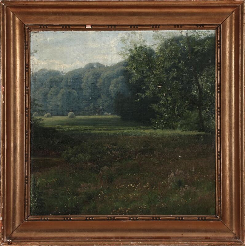 Danish School, 19th Century | Field landscape surrounded by trees (Late ...
