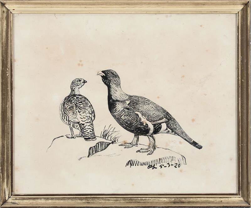 Johannes Larsen | Two birds standing on a rock (1920) | MutualArt