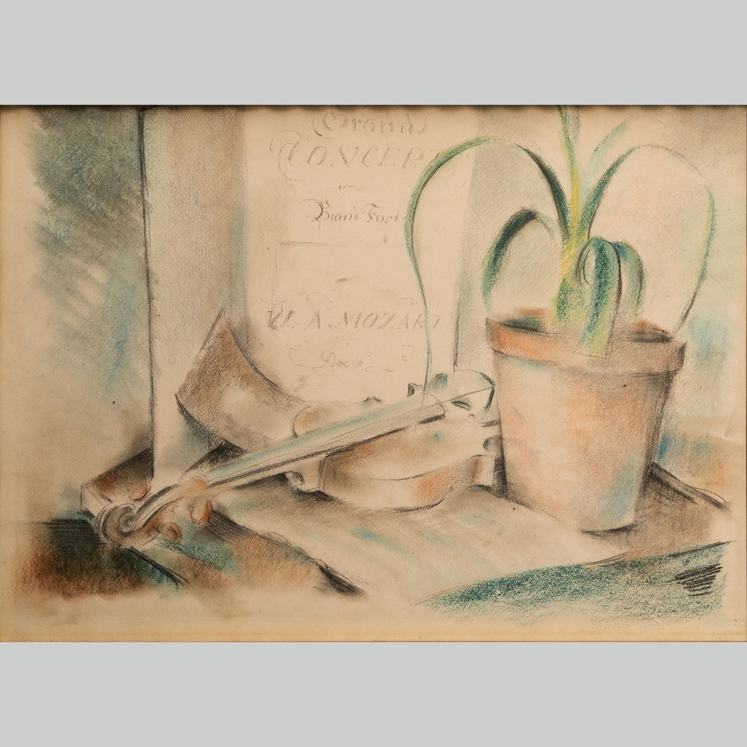 Julius Zimpel | Still life with flower violin and Mozart prospect ...