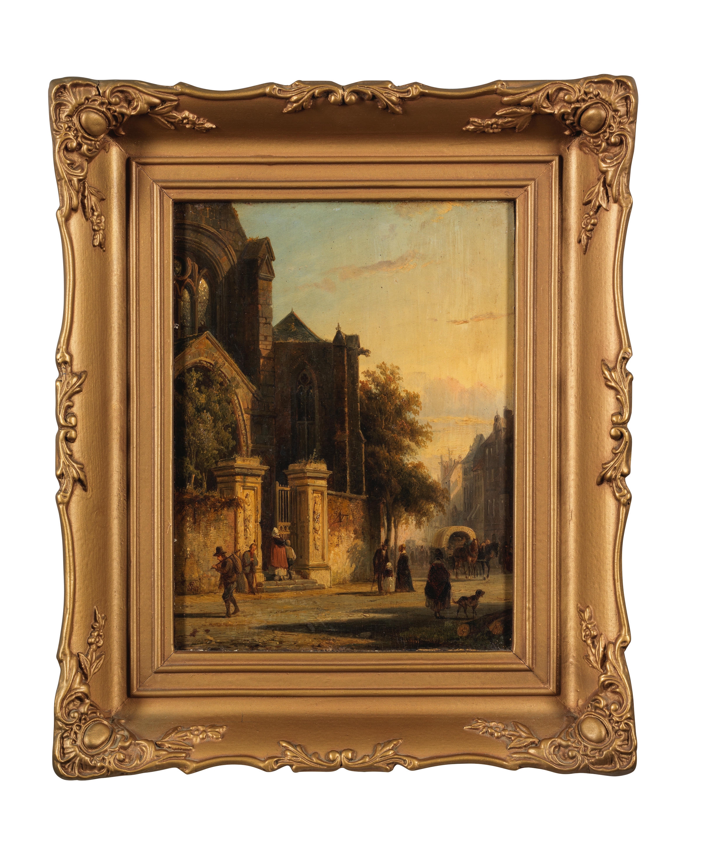 Cornelis Springer | A busy street corner (1847) | MutualArt