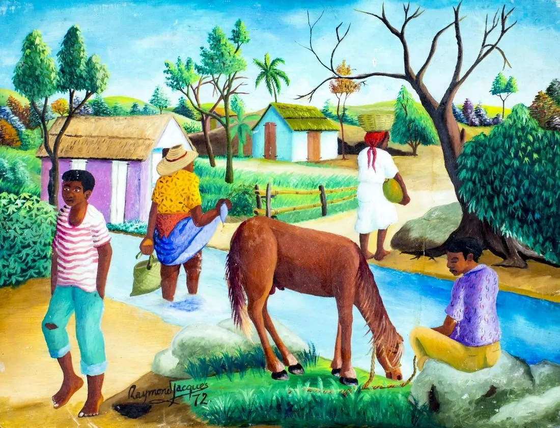 Raymond Jacques | Haitian Village Scene (1972) | MutualArt