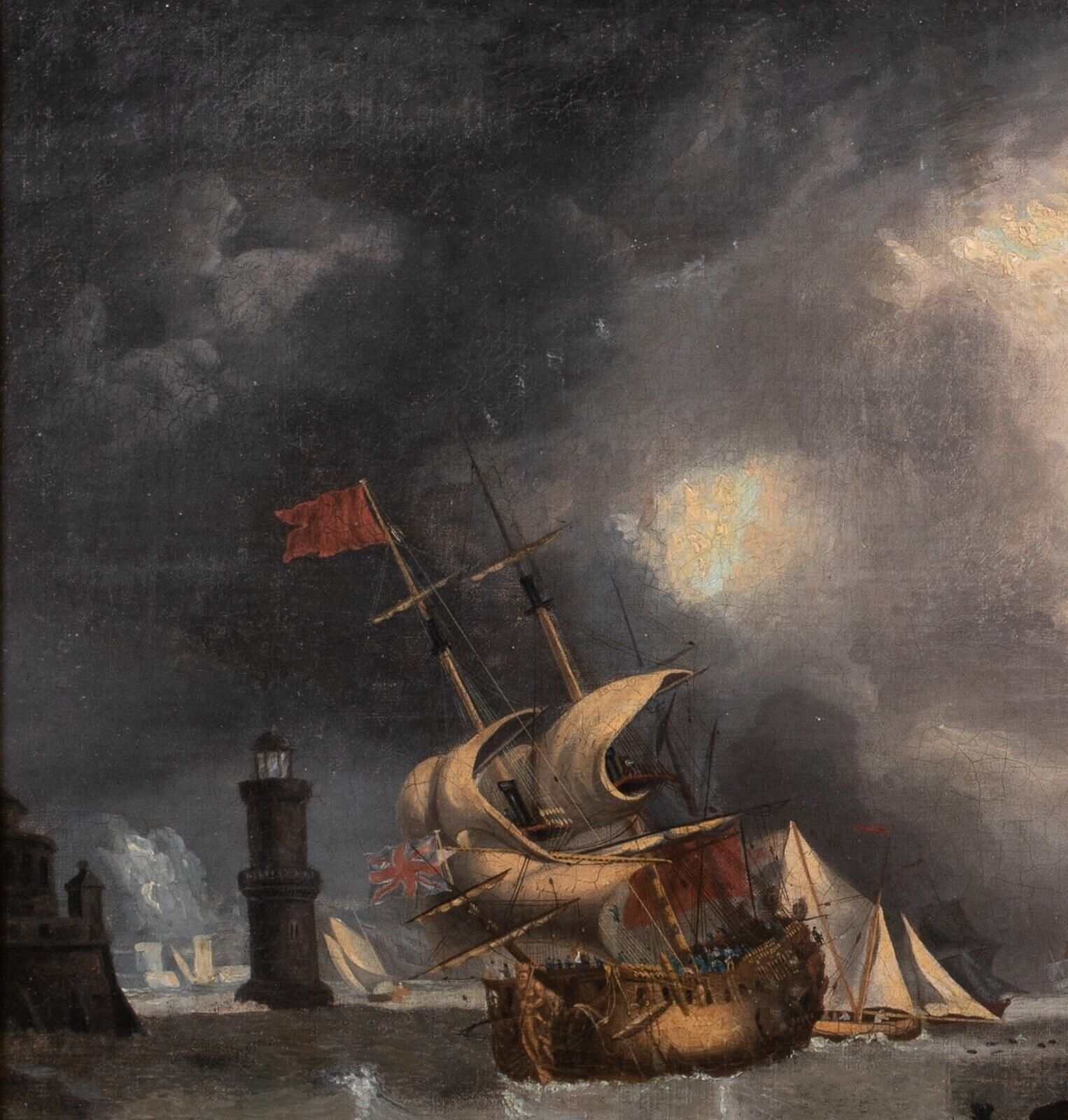 Richard Wright | BRITISH ROYAL NAVY IN A FISHERY OIL PAINTING (18th ...