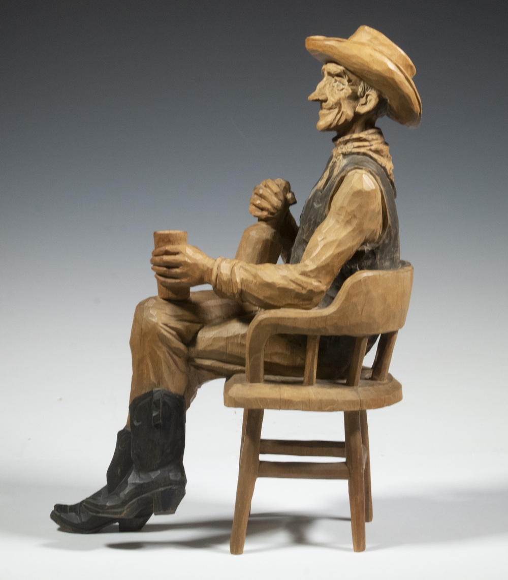 Emil Janel | Seated Cowboy with Whiskey Bottle (1984) | MutualArt