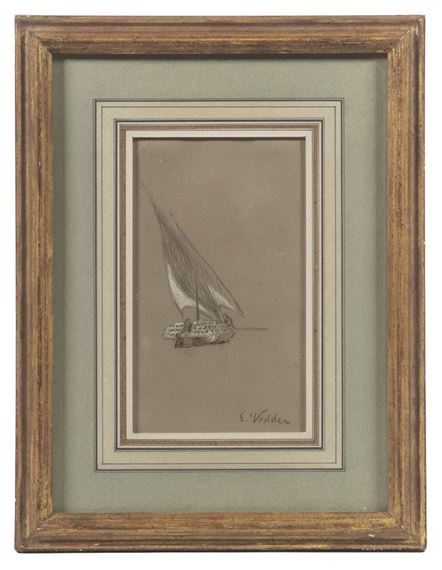 Elihu Vedder | Drawing of an Egyptian Dhow | MutualArt