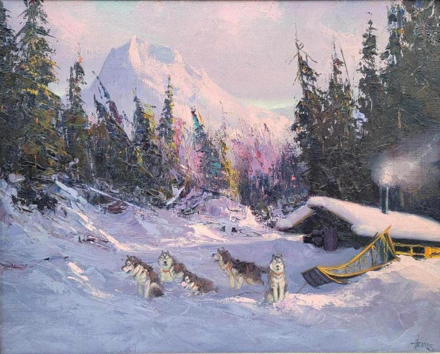Ellen Henne Goodale | Sled Dogs in Winter | MutualArt