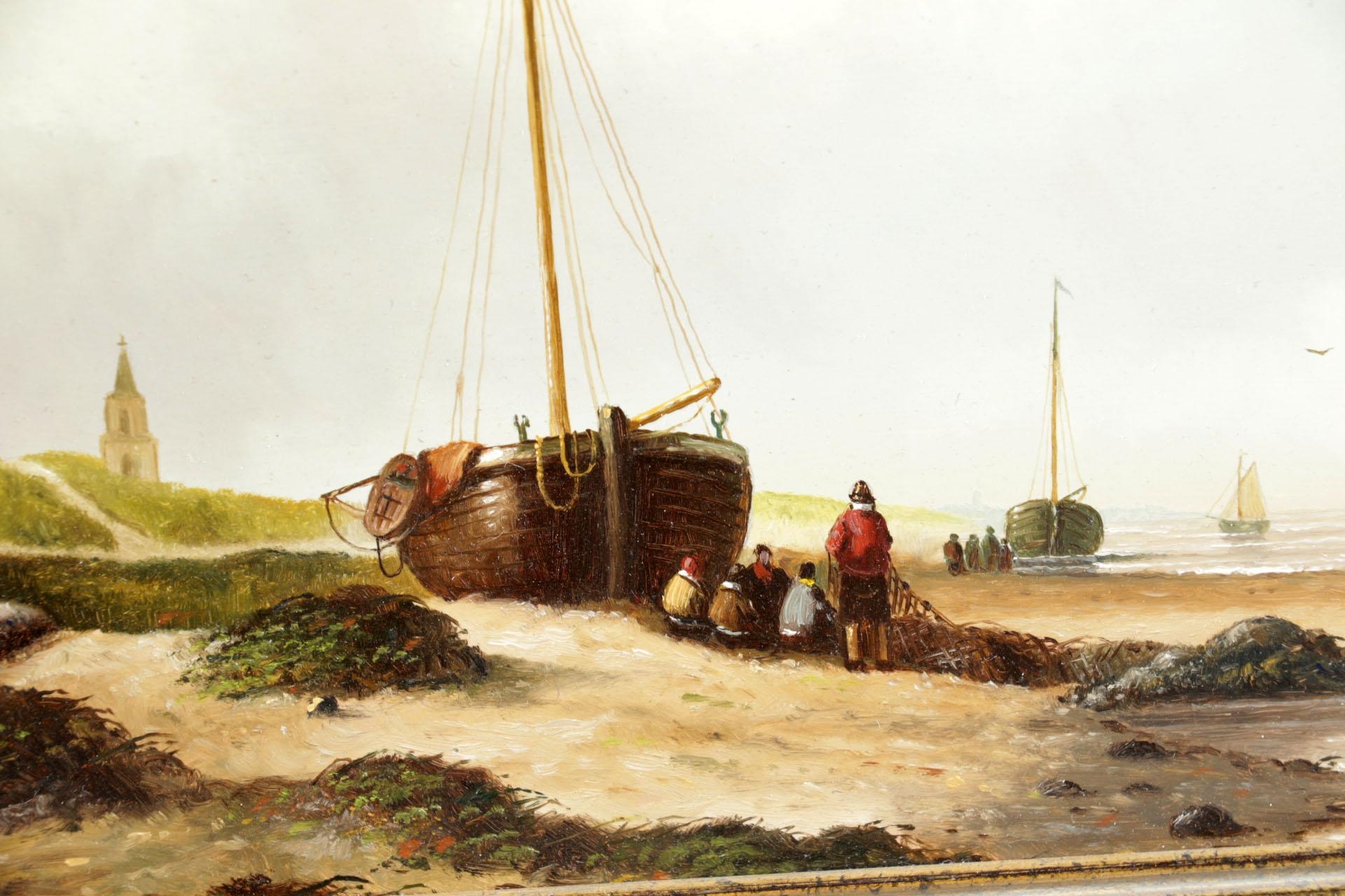 Johannes Eerdmans | Bomschuit met personen op het strand | MutualArt