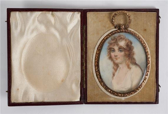 Richard Cosway | Miniature portrait depicting a young lady with white ...