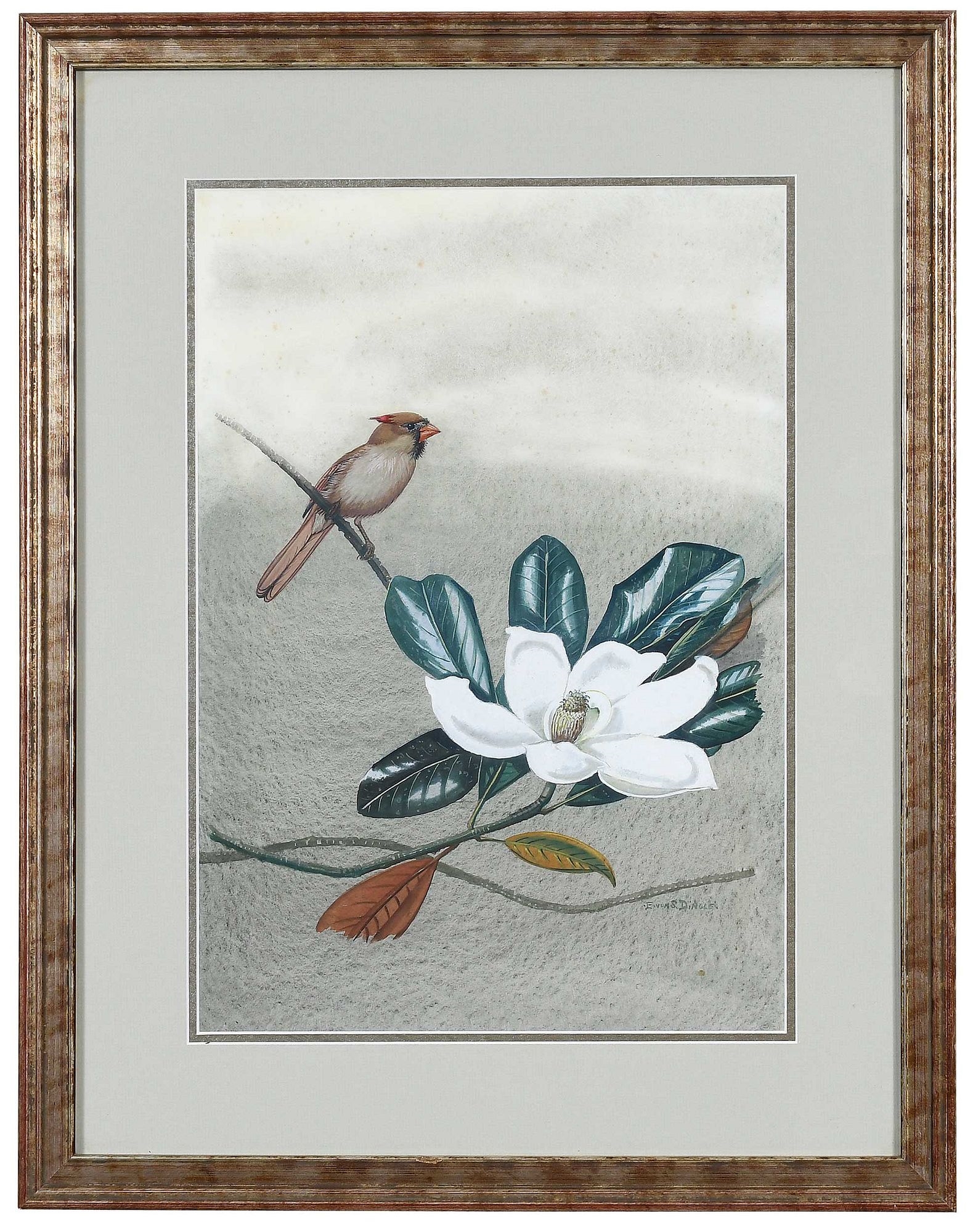Edward von Siebold Dingle | Cardinal with Magnolia Bloom | MutualArt