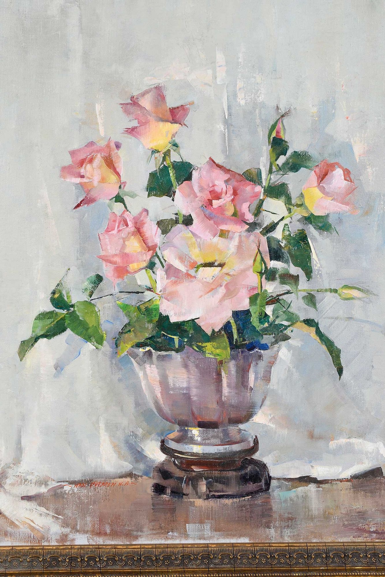 Nan Greacen | Still Life with Pink Roses | MutualArt