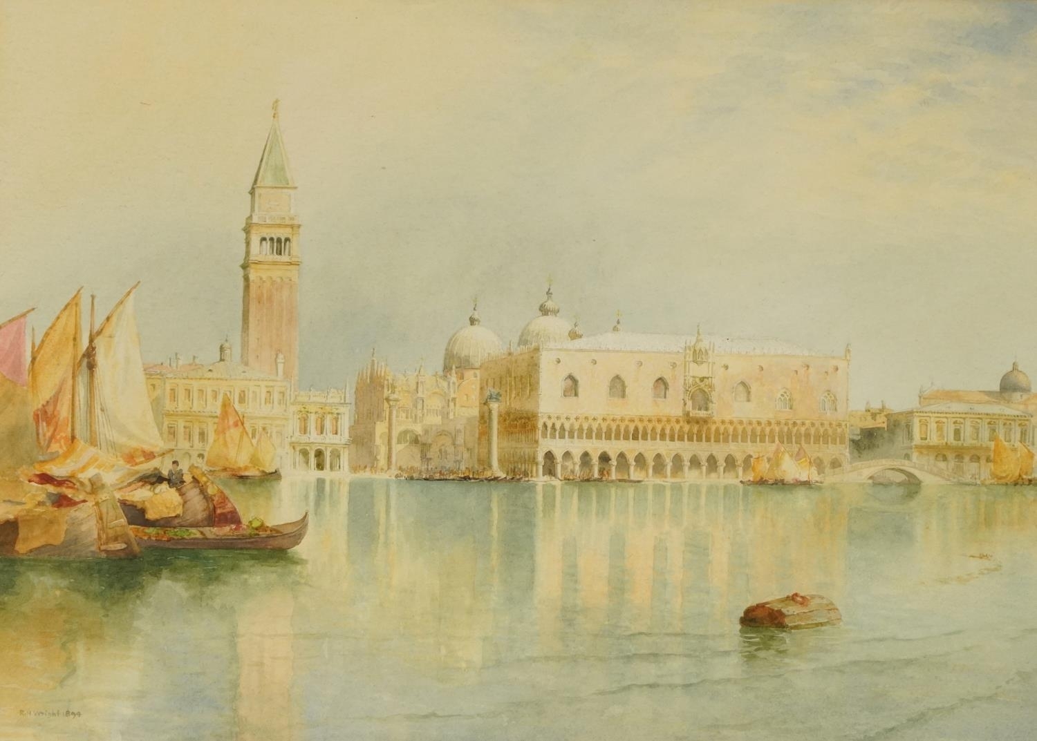 Richard Henry Wright | Gondolas before St Mark's Square Venice | MutualArt