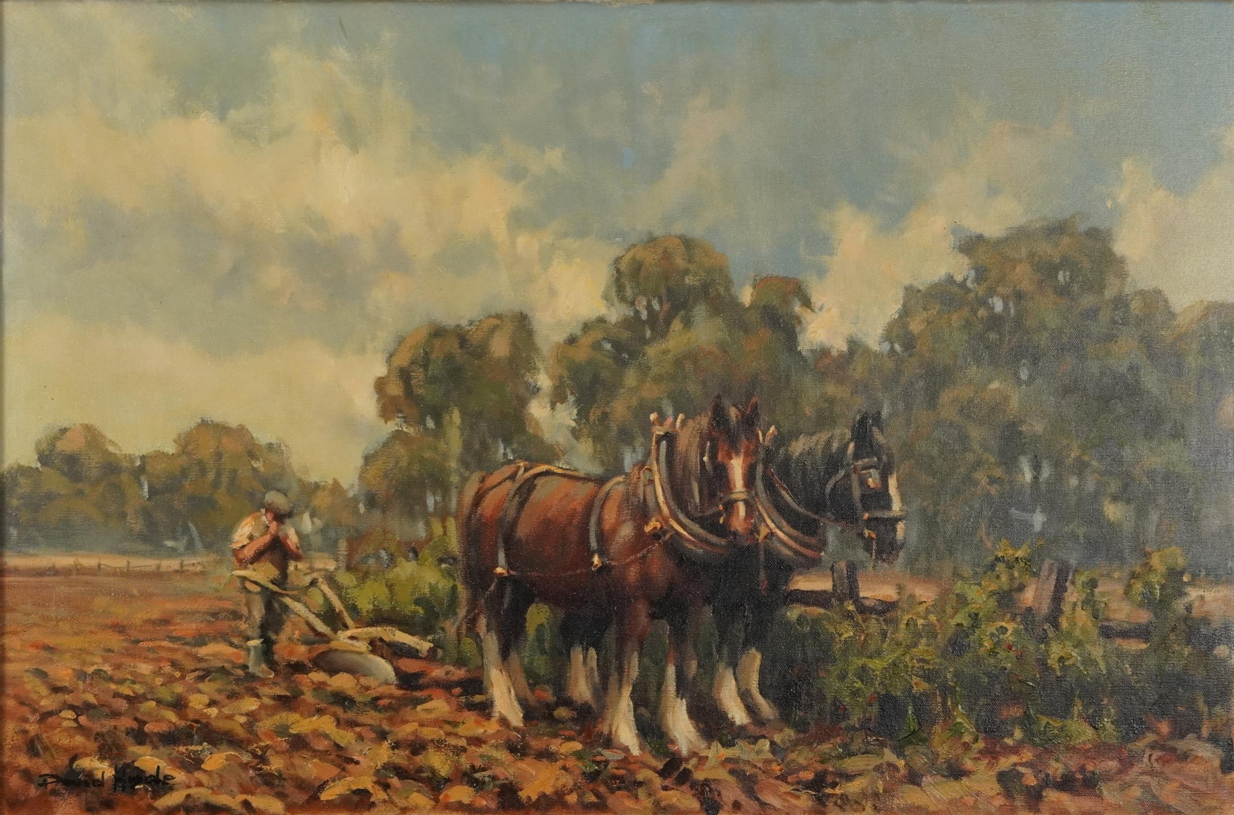 David Hyde | Ploughing scene with workhorses | MutualArt