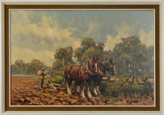 David Hyde | Ploughing scene with workhorses | MutualArt