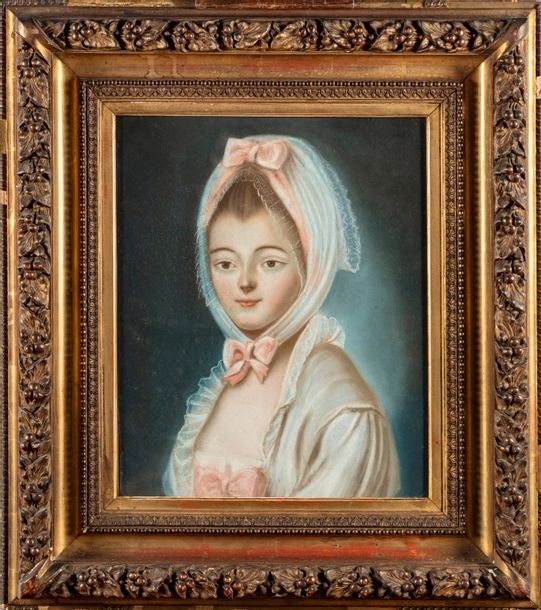 Joseph Ducreux | Portrait of a young girl with a pink ribbon | MutualArt