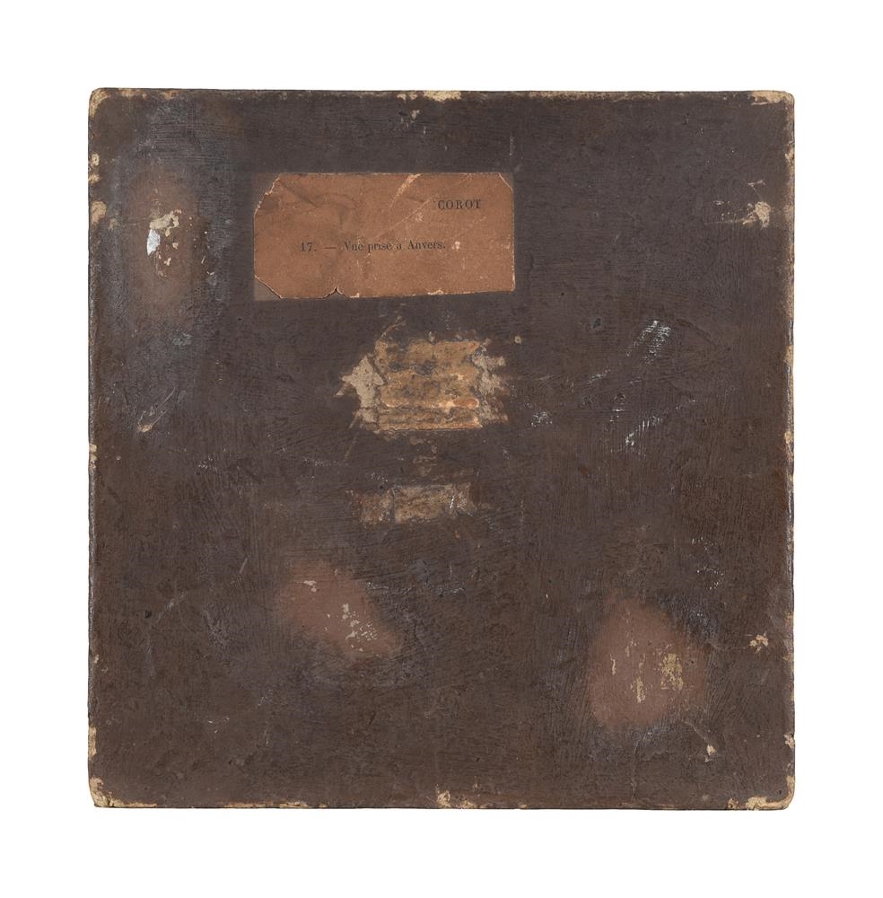 Jean Baptiste Camille Corot | FIGURE BY A FENCE IN A WOODED LANDSCAPE ...